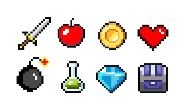 Retro Pixel Art Collection: Iconic Video Game Symbols | Jiffy Designs