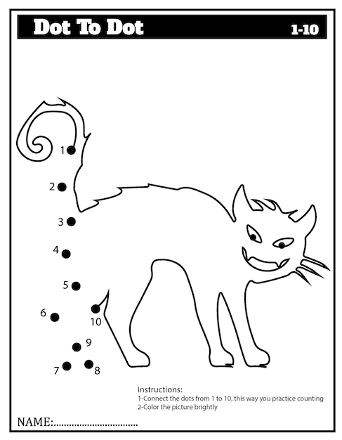 Playful Dot-to-Dot Cat Illustration for Sticker Designs | Jiffy Designs