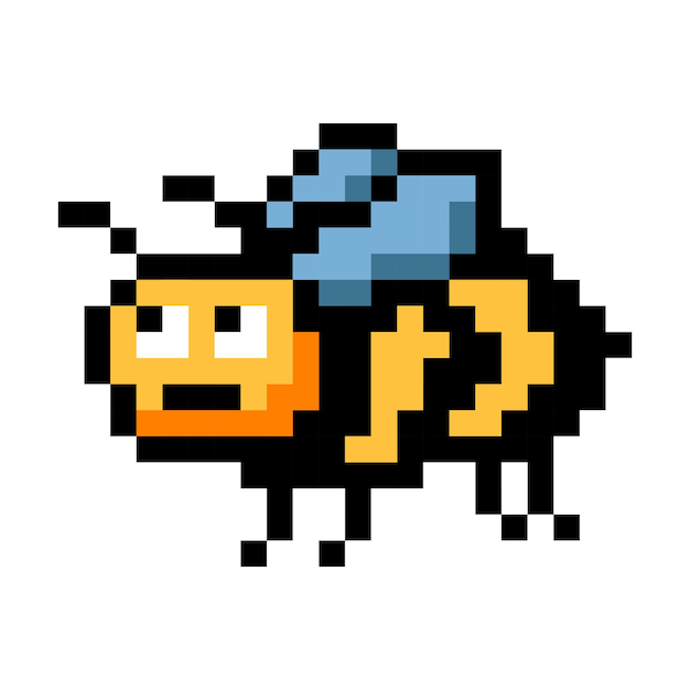Charming Retro Pixel Bee Buzzing with Character | Jiffy Designs
