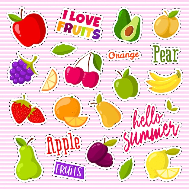 Vibrant Fruit Sticker Collection with Playful Typography | Jiffy Designs