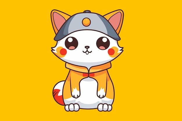 Adorable Cartoon Cat in a Cozy Winter Hat | Jiffy Designs