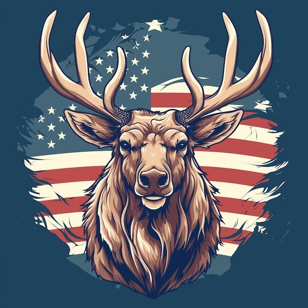 Majestic Stag Adorned with the American Flag | Jiffy Designs