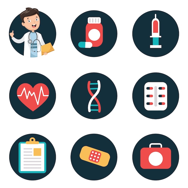 Medical and Healthcare Icons Collection with Diverse Illustrations ...