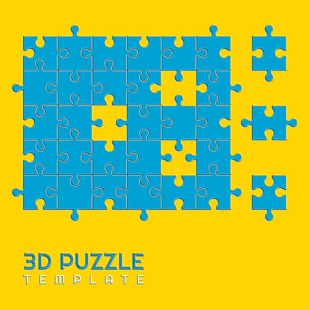 Vibrant 3D Puzzle Template with Diverse Shapes and Colors | Jiffy Designs