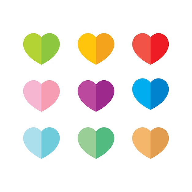 Vibrant Heart-Shaped Icons in Diverse Colors | Jiffy Designs