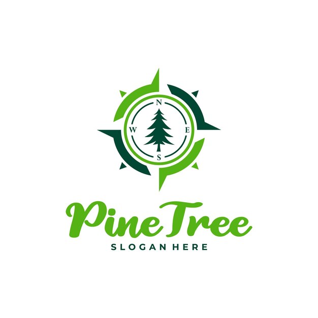 Evergreen Pine Tree Compass Logo Design | Jiffy Designs