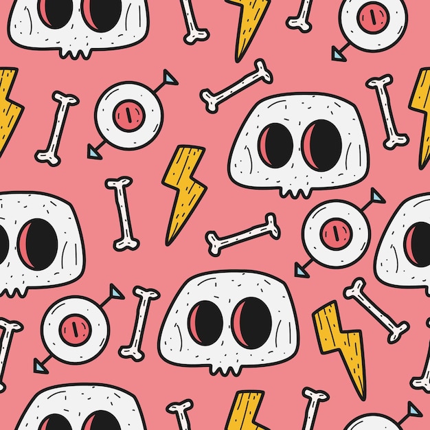 Playful Skull and Bone Pattern on Vibrant Pink Background | Jiffy Designs