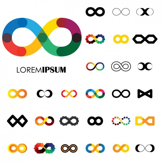 Vibrant Infinity Symbol Collection with Typography and Color Variations ...