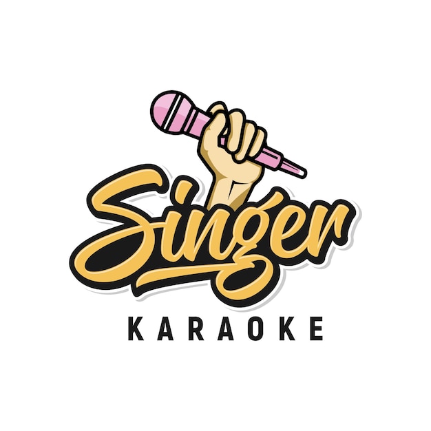 Vibrant Karaoke Microphone with Stylized Singer Text | Jiffy Designs