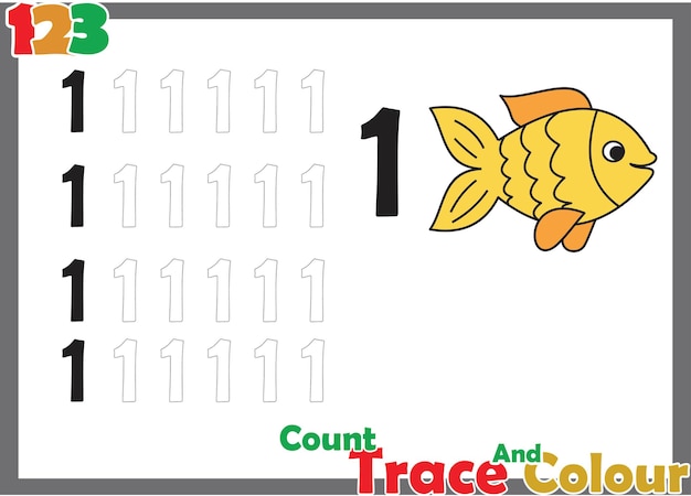 Vibrant Fish Counting and Tracing Template for Kids | Jiffy Designs