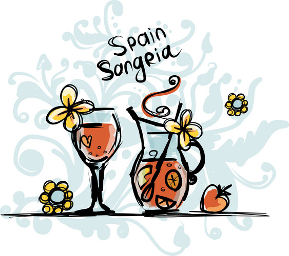 Sangria, Spanish Drink. Sketch For Your Design. Vector Illustration ...