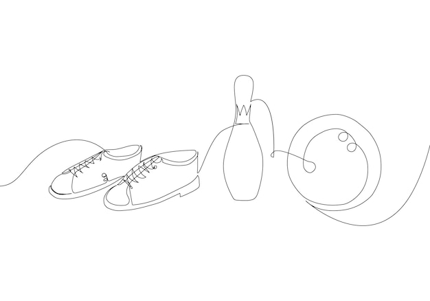 Minimalist Bowling Gear Silhouettes in Elegant Linework | Jiffy Designs