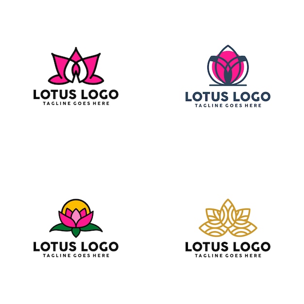 Vibrant Lotus Logo Collection with Diverse Color Schemes | Jiffy Designs