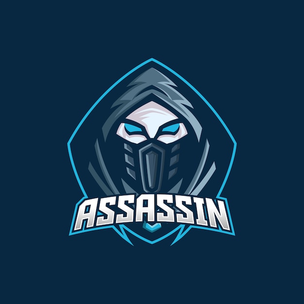 Mysterious Hooded Assassin Emblem in Striking Blue and Black | Jiffy ...