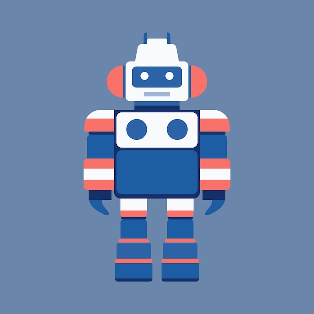 Retro Robot in Bold Red and Blue Stripes | Jiffy Designs