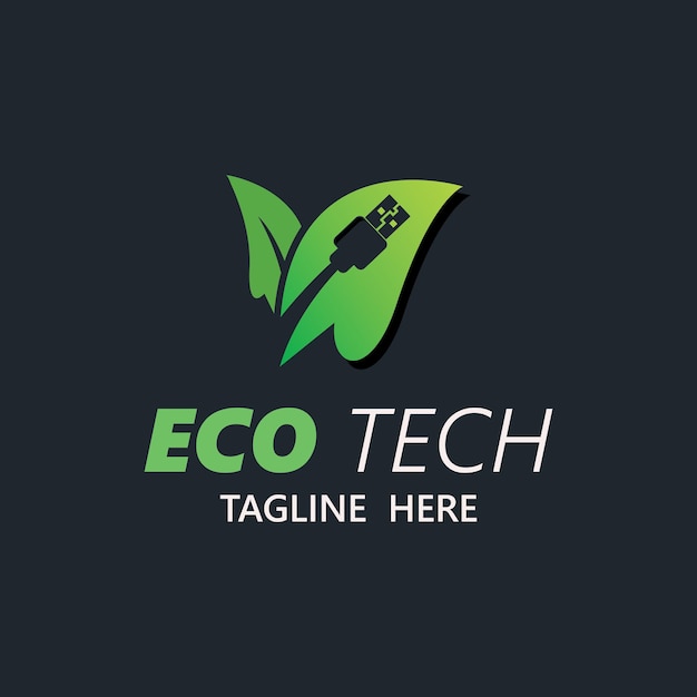 Innovative Eco-Friendly Tech Logo with Leaf and Plug | Jiffy Designs