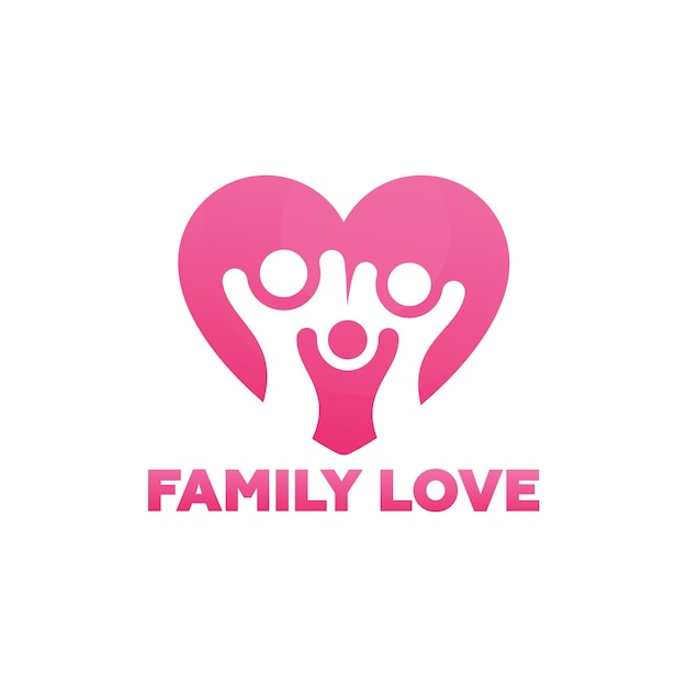 Vibrant Family Love Symbol in Pink Heart | Jiffy Designs