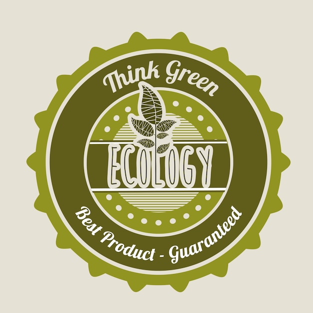 Vintage Green Ecology Seal with Leaf and Guarantee Text | Jiffy Designs