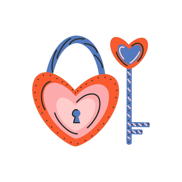 Charming Heart-Shaped Lock and Key Illustration | Jiffy Designs