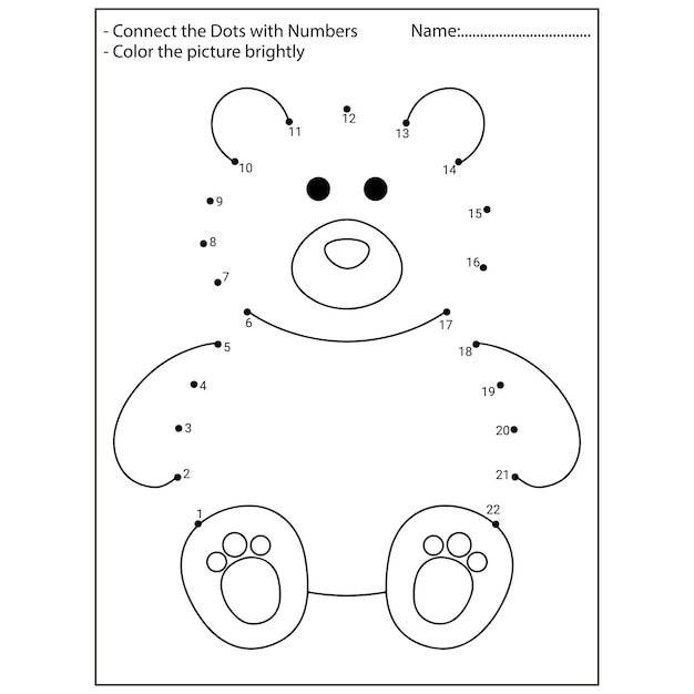 Cheerful Teddy Bear Dot-to-Dot Activity Sheet for Kids | Jiffy Designs