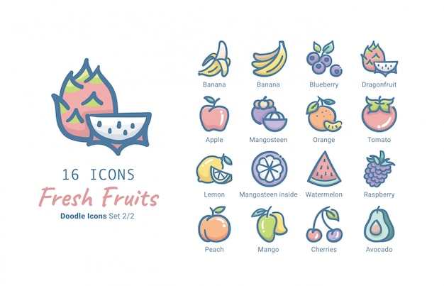 Vibrant Collection of Fresh Fruit Icons for Diverse Applications ...