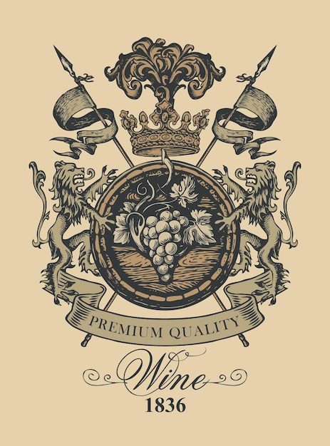 Elegant Vintage Wine Crest with Premium Quality Emblem | Jiffy Designs
