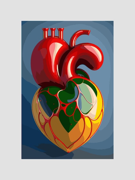 Vibrant Anatomical Heart with Intricate Floral Motifs | Jiffy Designs