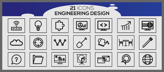 Comprehensive Collection of 21 Engineering Design Icons | Jiffy Designs