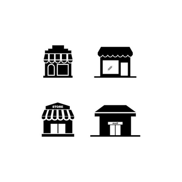 Simple Storefront Icons Depicting Various Business Establishments ...