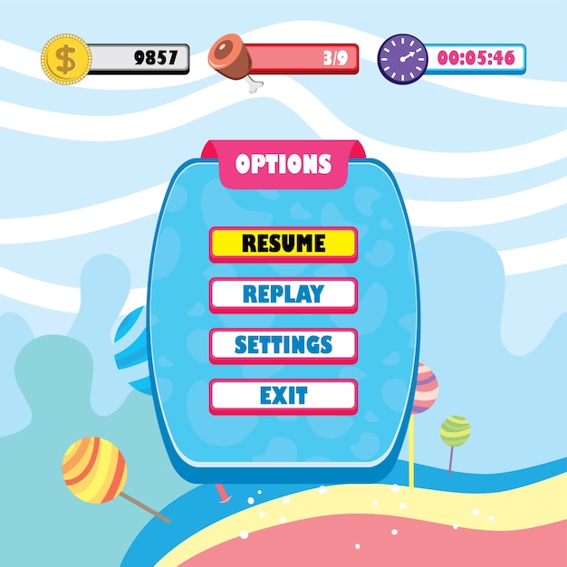 Vibrant Game Menu with Playful Buttons and Countdown Timer | Jiffy Designs