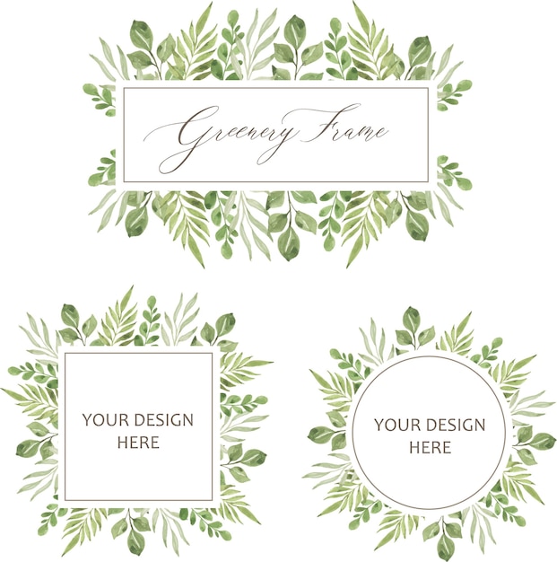Botanical Greenery Frame Collection with Placeholder Text | Jiffy Designs