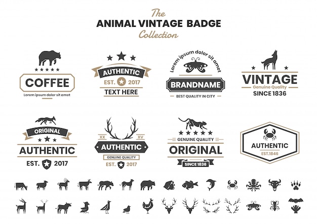 Vintage Animal Insignia Collection with Retro Badges and Icons | Jiffy ...