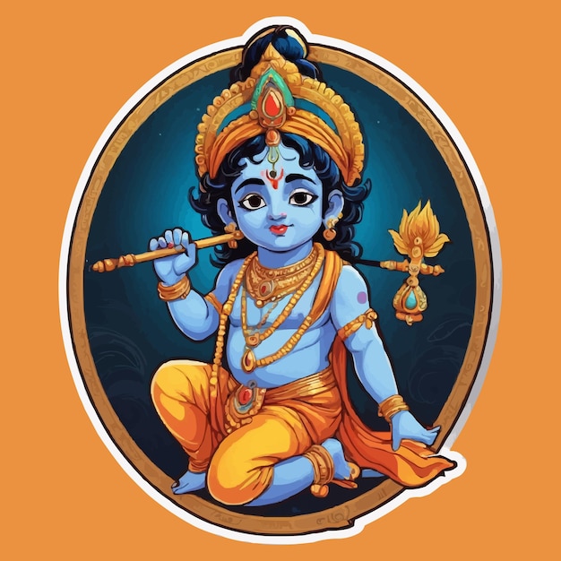 Vibrant Depiction of the Playful Hindu Deity Krishna | Jiffy Designs