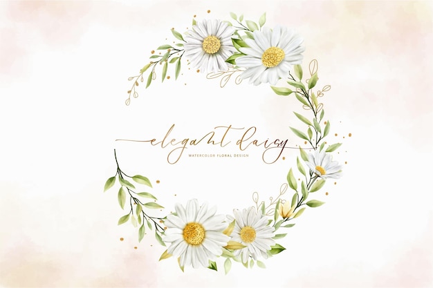 Elegant Daisy Wreath with Calligraphic Text Watermark | Jiffy Designs