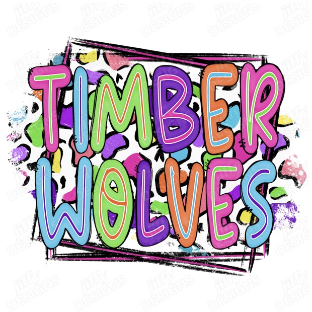 'Timber Wolves' Vibrant Graffiti-Style Text with Splatter Accents ...