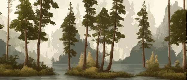 Serene Forest Landscape with Towering Pine Trees | Jiffy Designs