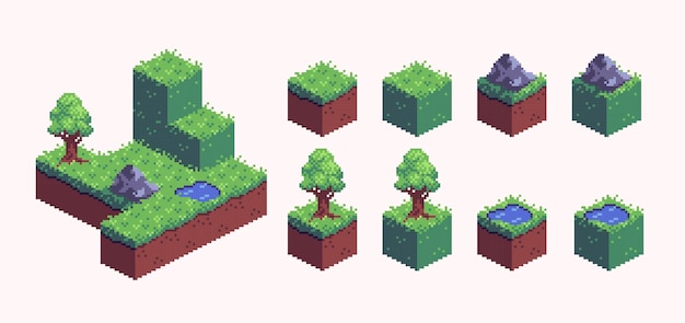 Vibrant Pixel Art Landscape Elements for Game Design | Jiffy Designs