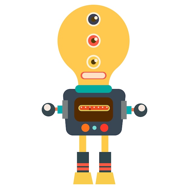 Whimsical Retro Robot with Vibrant Eyes and Buttons | Jiffy Designs