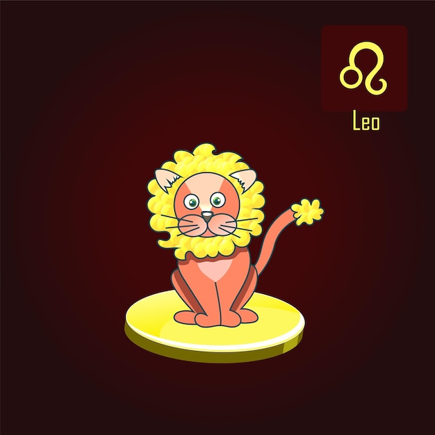 Adorable Cartoon Leo Zodiac Symbol on Pedestal | Jiffy Designs