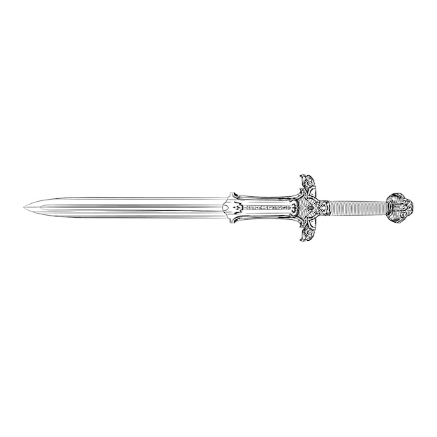 Ornate Medieval Sword with Intricate Cross Guard Design | Jiffy Designs
