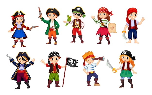 Vibrant Collection of Whimsical Pirate-Themed Characters | Jiffy Designs