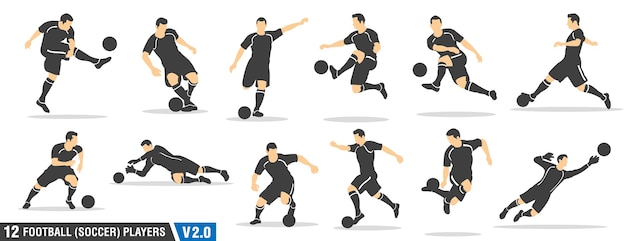 Diverse Collection of Stylized Football (Soccer) Player Illustrations ...