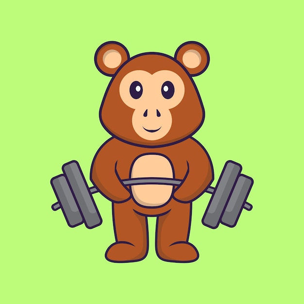 Adorable Weightlifting Monkey Mascot with Barbells | Jiffy Designs