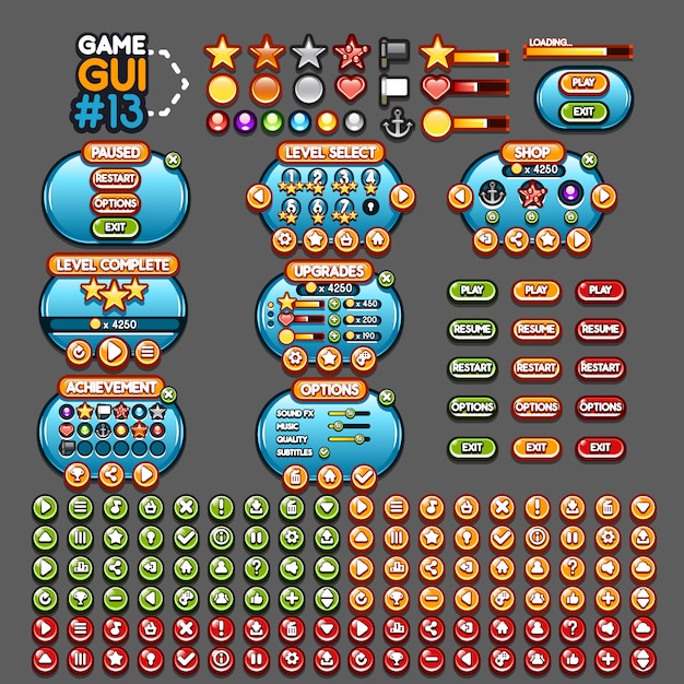 Vibrant Collection of Game GUI Elements and Buttons | Jiffy Designs