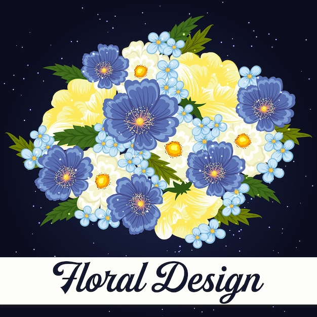 Vibrant Floral Bouquet with 'Floral Design' Text Illustration | Jiffy ...