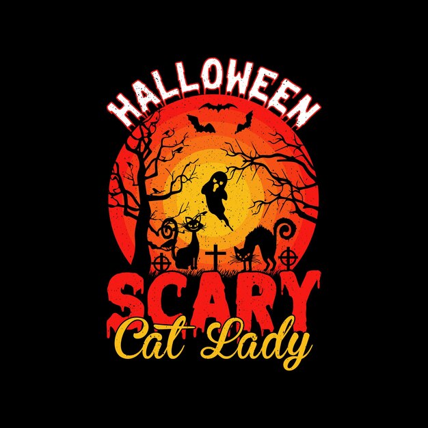 Spooky Halloween Cat Lady Silhouette with Bats and Full Moon | Jiffy ...