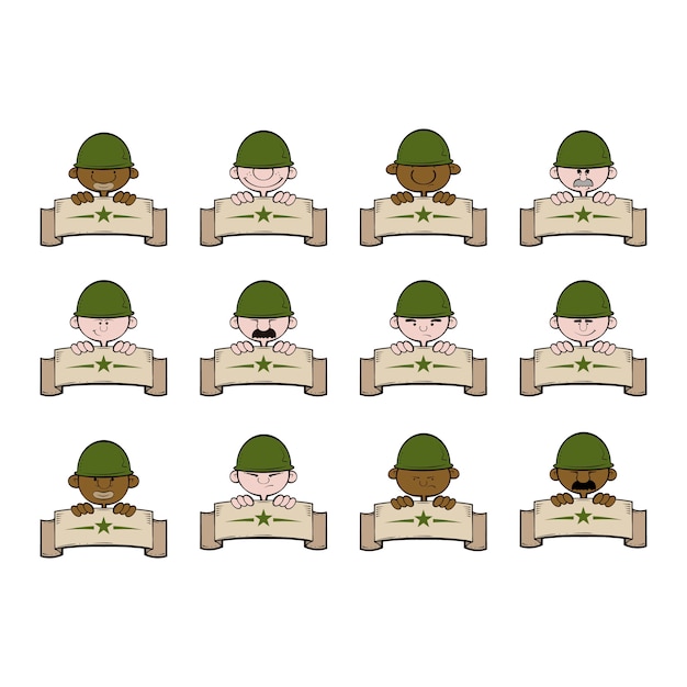 Diverse Military Insignia Emblems with Helmets and Ribbons | Jiffy Designs