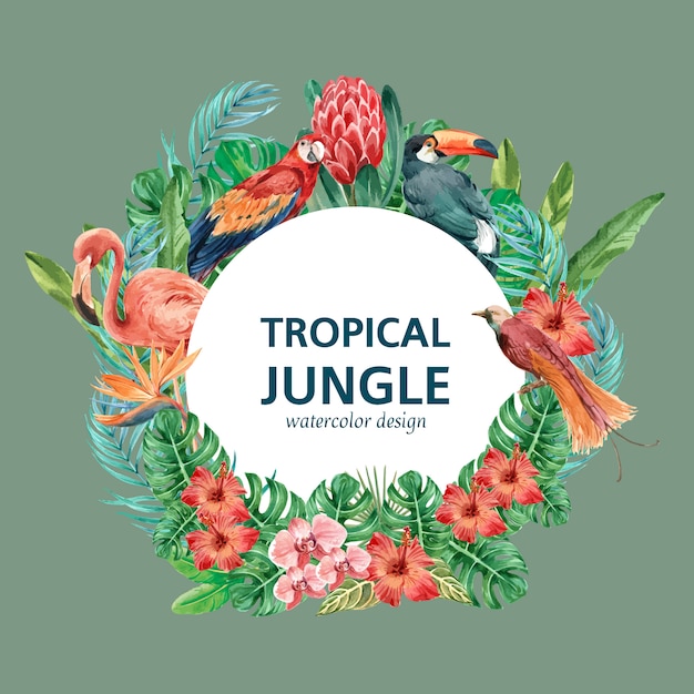 Vibrant Tropical Jungle Wreath with Exotic Flora and Fauna | Jiffy Designs