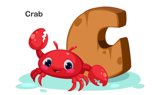 Cute Cartoon Crab Illustration with Lettering Element | Jiffy Designs