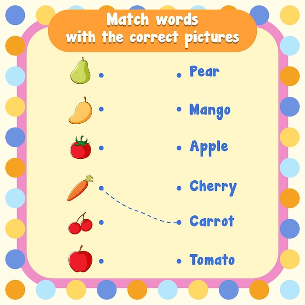 Vibrant Fruit and Vegetable Matching Game | Jiffy Designs